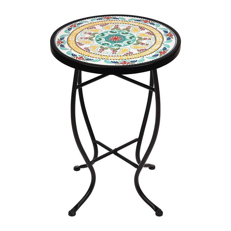 Bungalow Rose 14 Inch Round Side Ceramic Tile Top Indoor and Outdoor ...