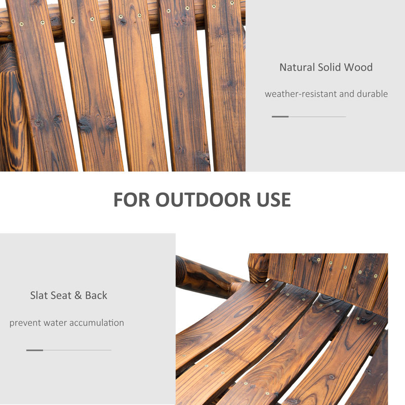 Millwood Pines Gwen Solid Wood Double Adirondack Chair with Table ...