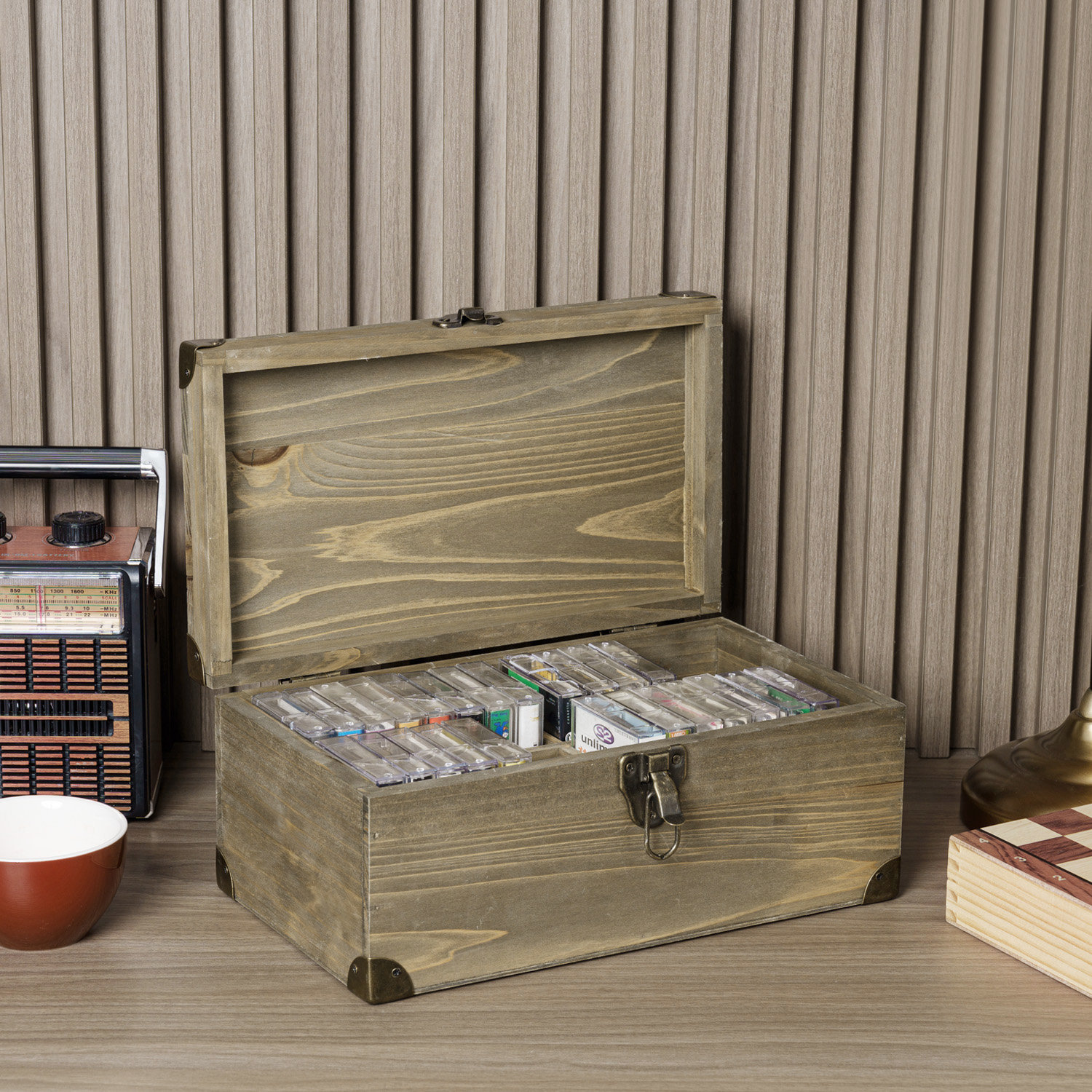 Gracie Oaks 4 Slot Wood Case Tape Storage Box - Wayfair Canada