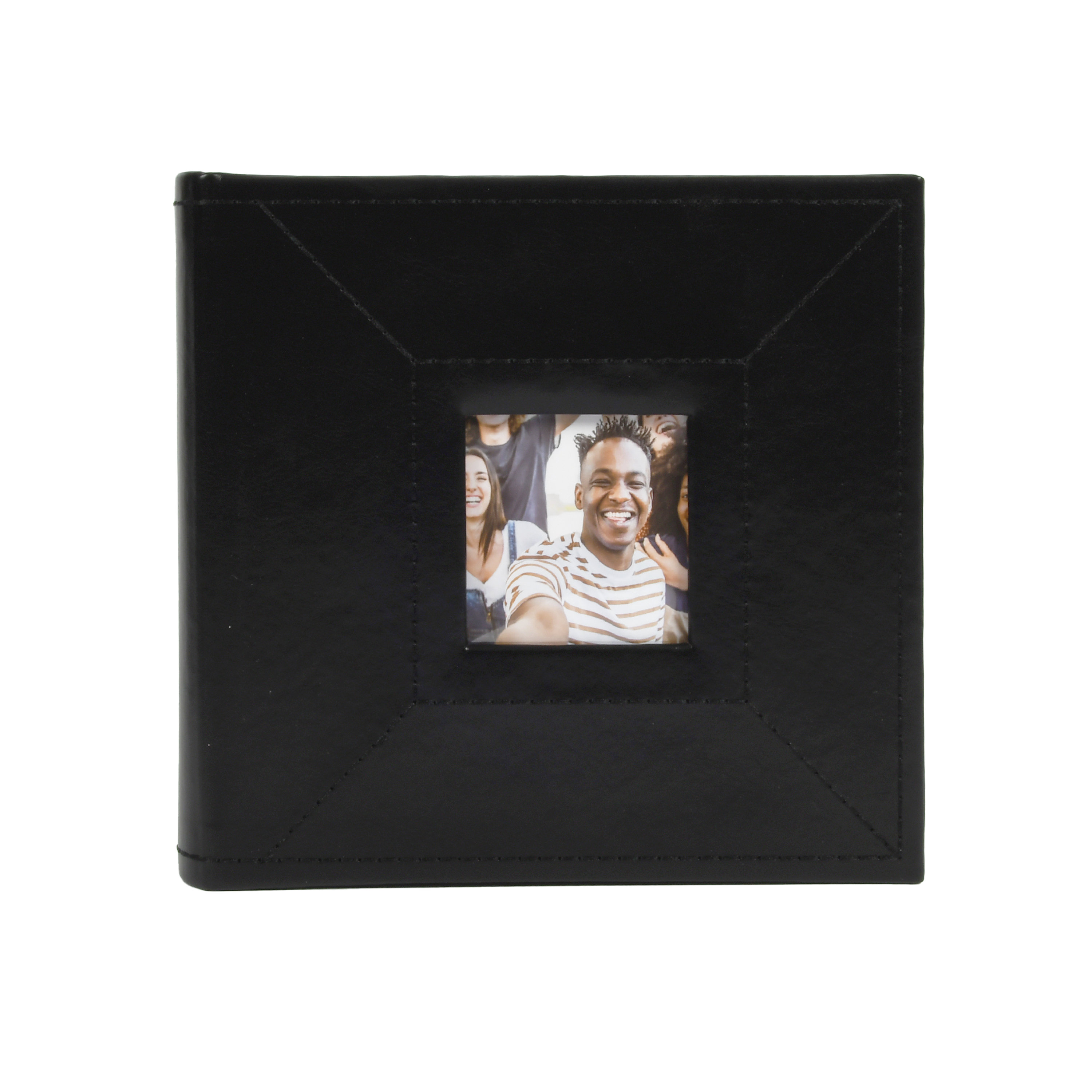 Ebern Designs New View Gifts Black Faux Leather Photo Album With Front ...