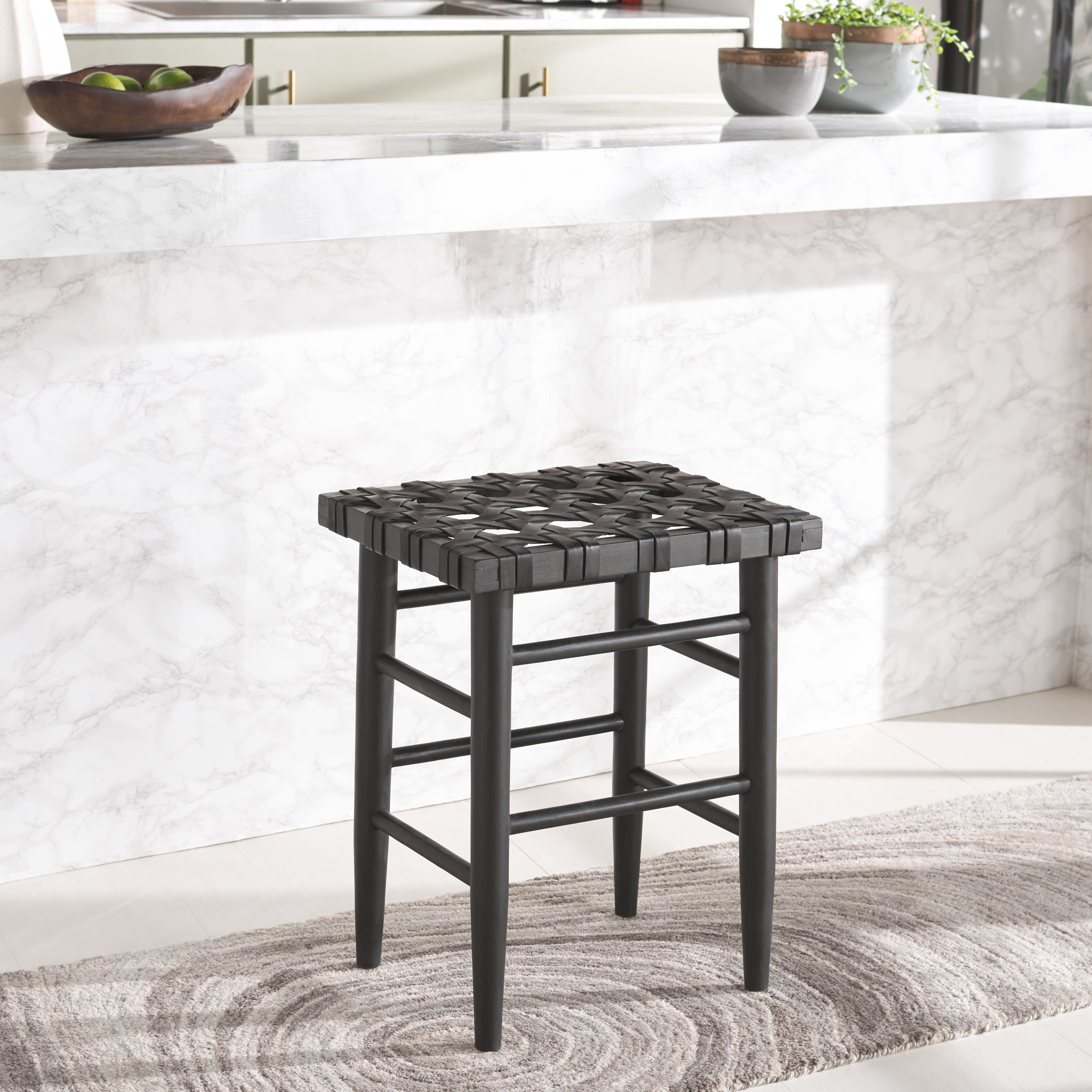 Latitude Run® Walda Leather Woven Counter Stool - Wayfair Canada