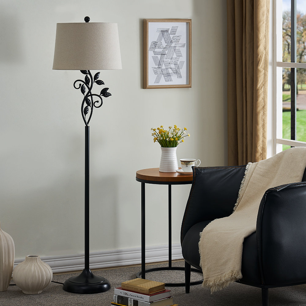 Willa Arlo™ Interiors Grinstead 62'' Traditional Black Metal Floor Lamp ...
