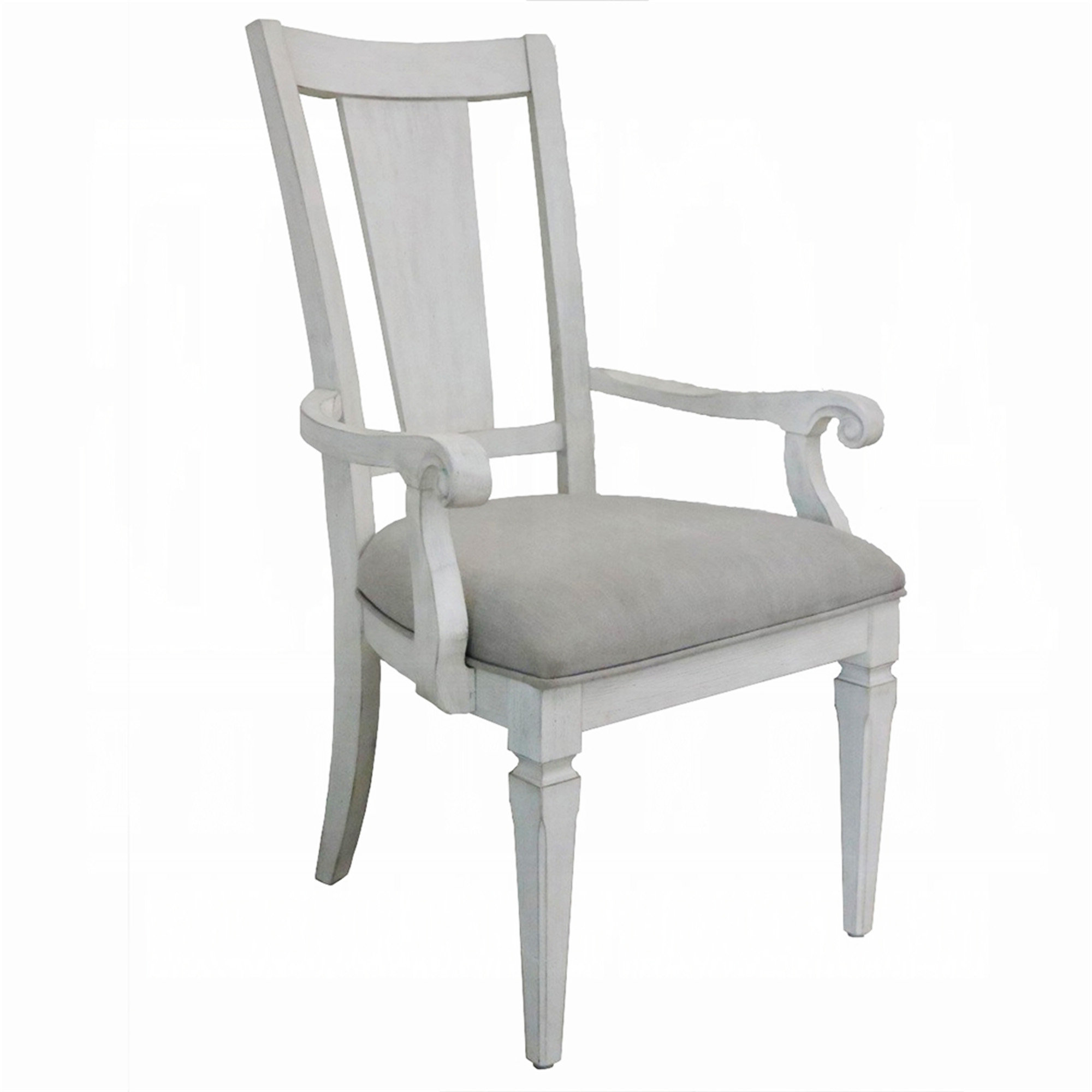 Rosalind Wheeler Light Grey And Weathered White Padded Arm Chair (Set ...