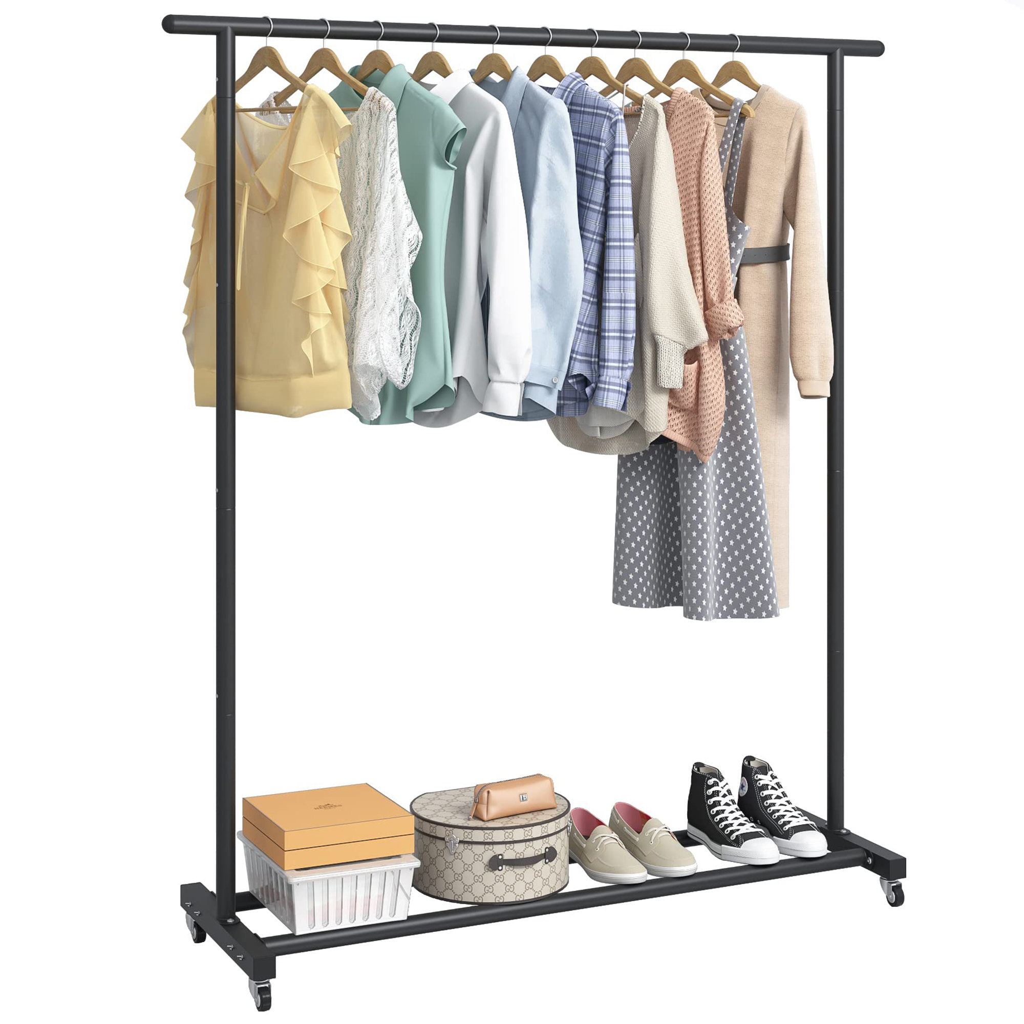 Latitude Run® Clothing Rack Clothes Rack Standard Rod, Metal Garment ...