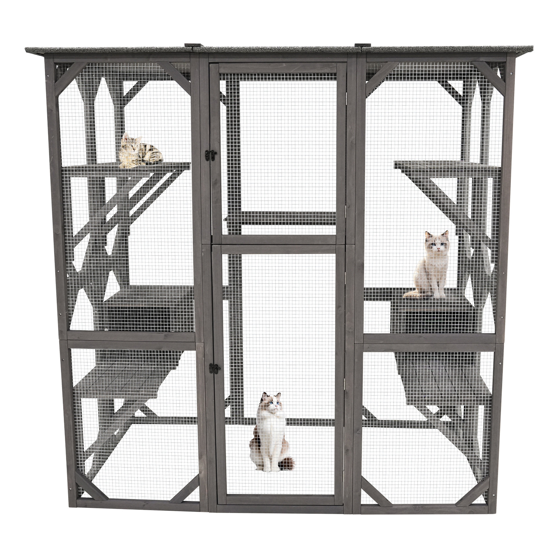One Allium Way® Spacious Cat Shelter With Pull-out Tray And Two Lounges ...