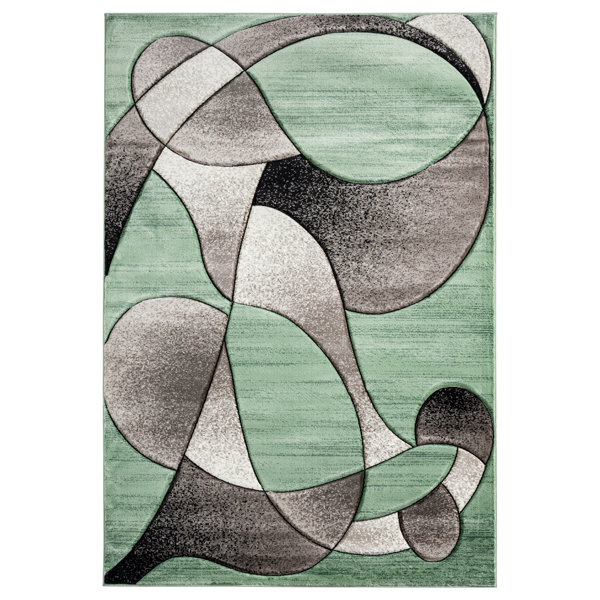 Wrought Studio Nekizia Abstract Green/Brown Area Rug & Reviews | Wayfair