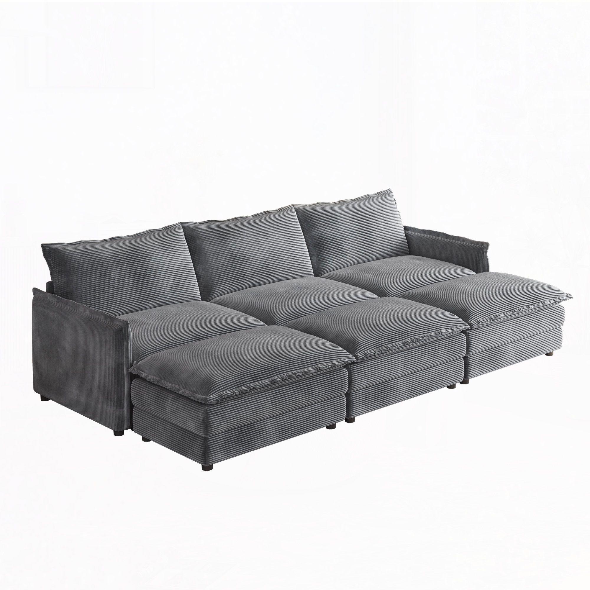 Everly Quinn 3-Seater Upholstered Deep-Seat Sofa Comfortable Cloud Sofa ...