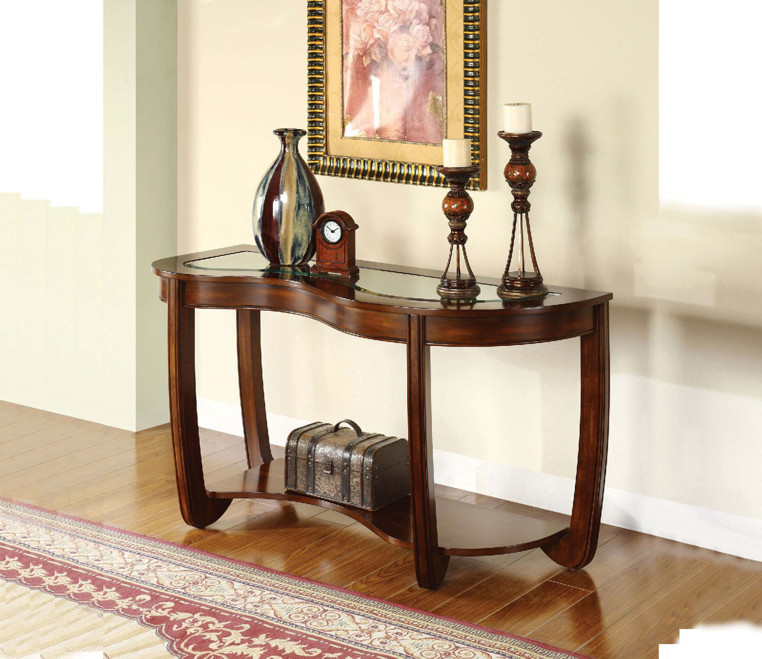 Latitude Run® 1Pc Console Table Open Bottom Shelf Glass Insert Top ...