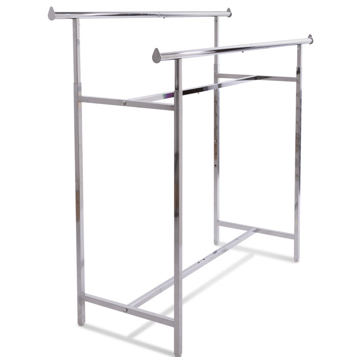 Rebrilliant Nathanial 60" W Adjustable Height Double Bar Clothing Rack ...
