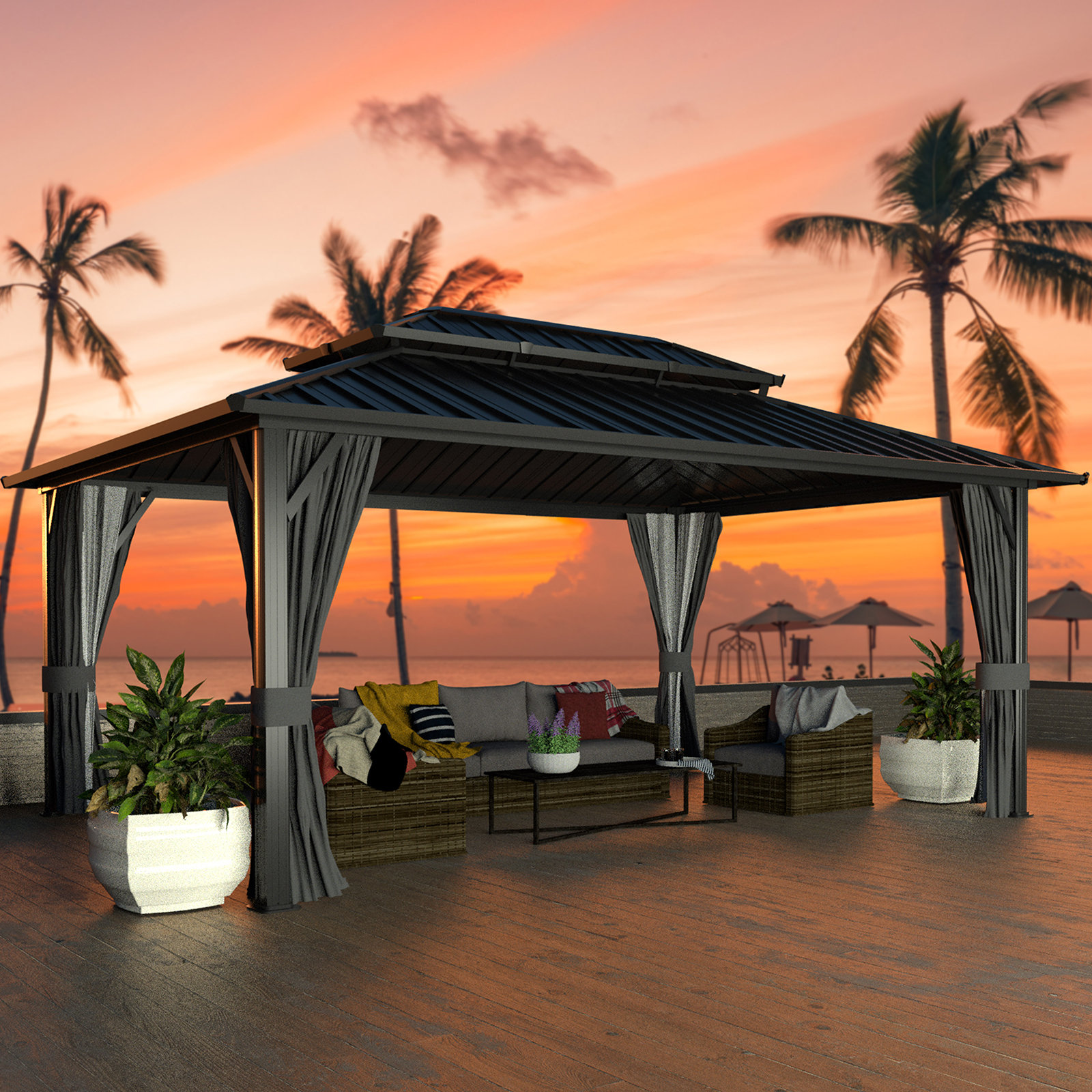 Veikous Aluminum Patio Gazebo Gazebo | Wayfair