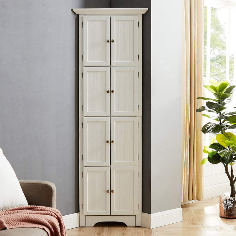 Red Barrel Studio® Solid Wood Freestanding Linen Cabinet | Wayfair