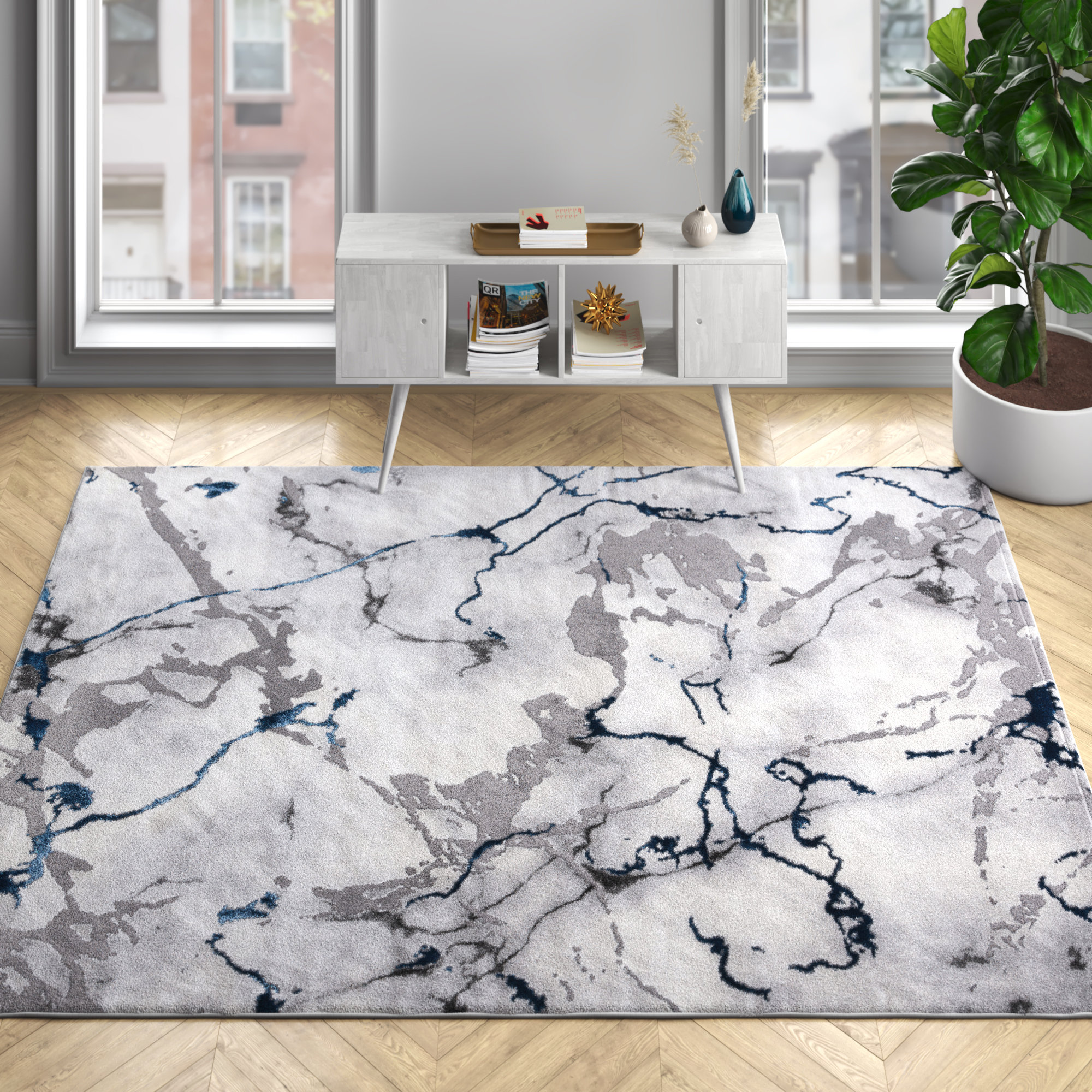 Ebern Designs Dotha Performance Abstract Rug | Wayfair
