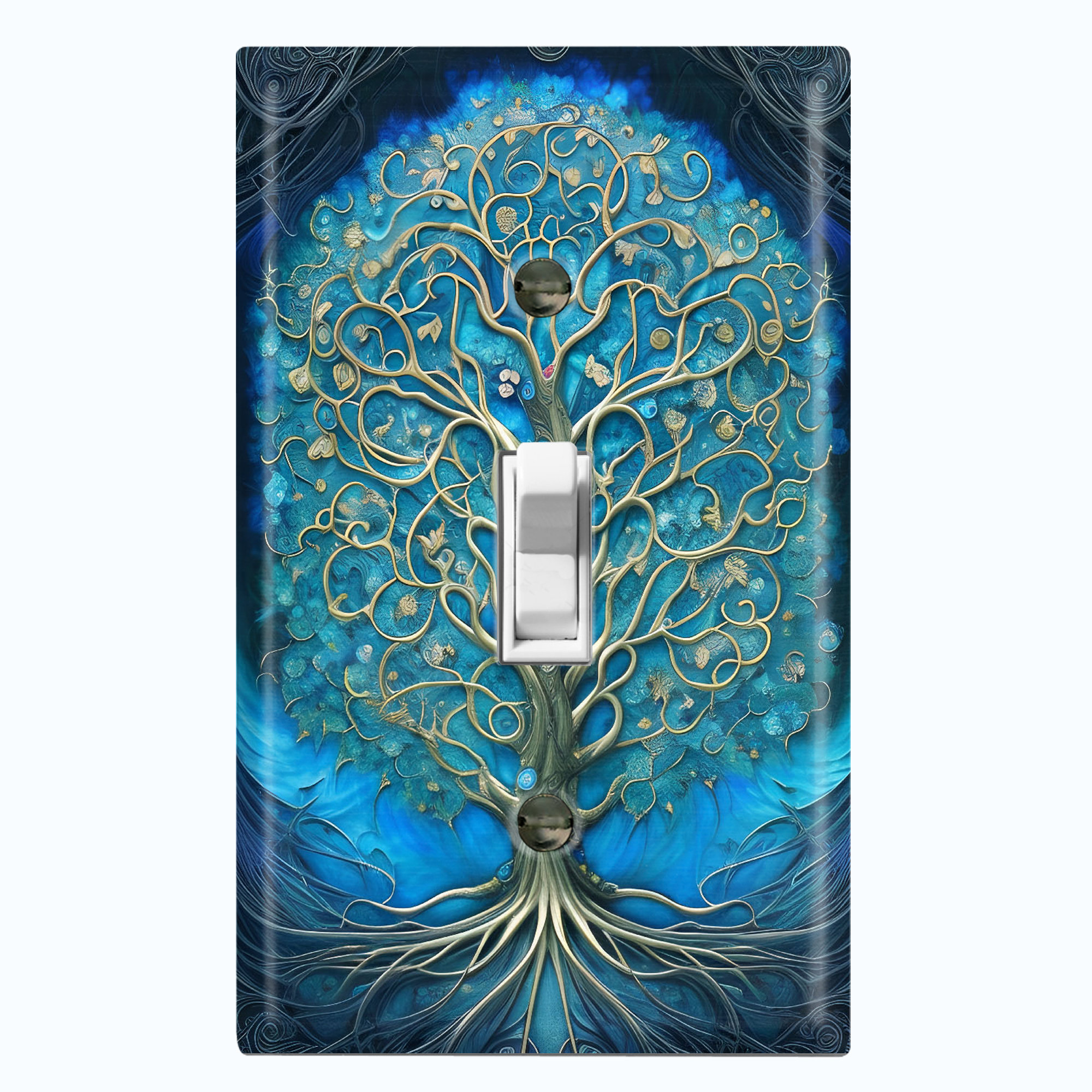 WorldAcc Tree Of Life Wood Flower Blue Nature Themed 1 - Gang Toggle ...