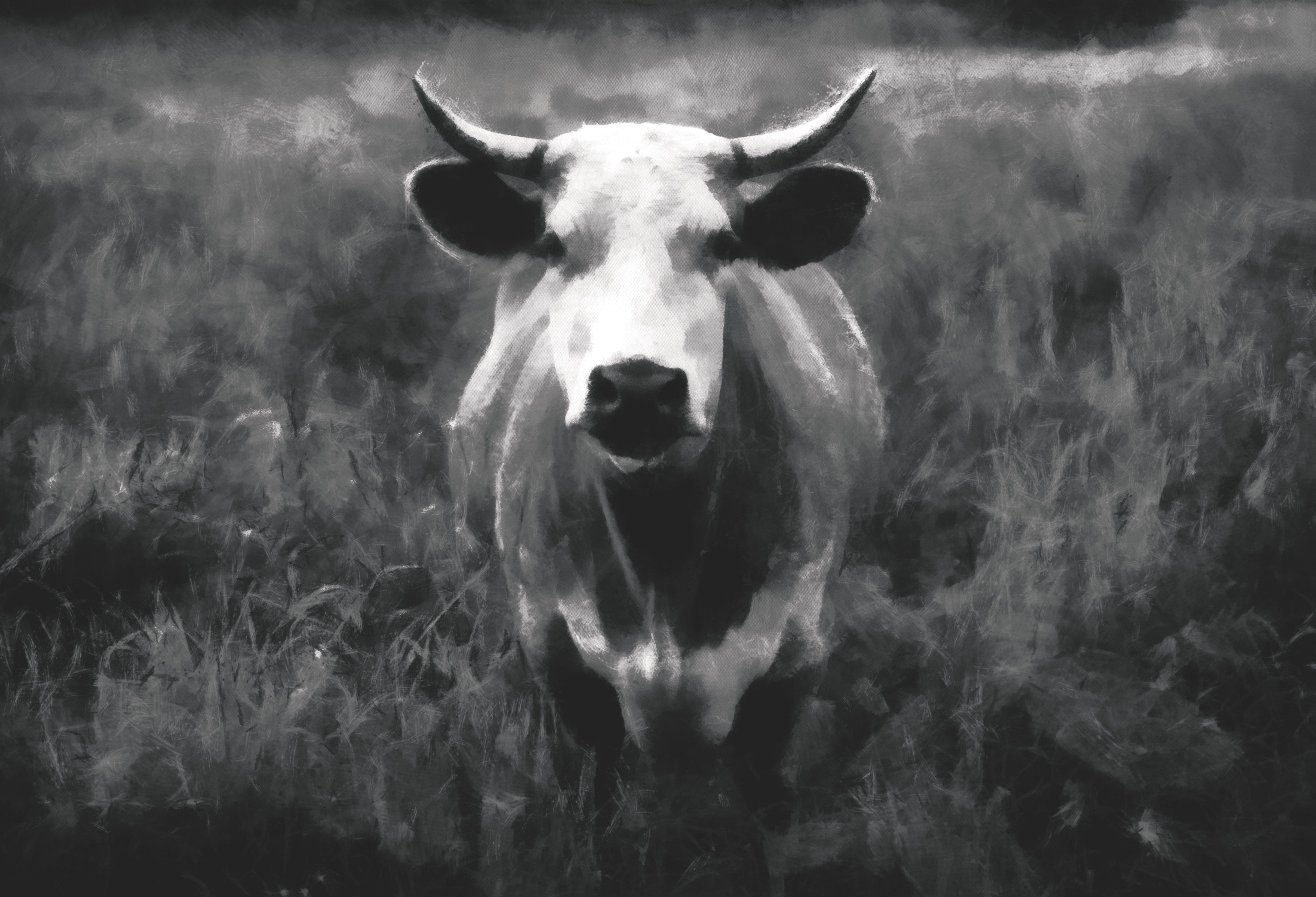 Brambly Cottage Moody Bull - Wrapped Canvas Art Prints | Wayfair.co.uk