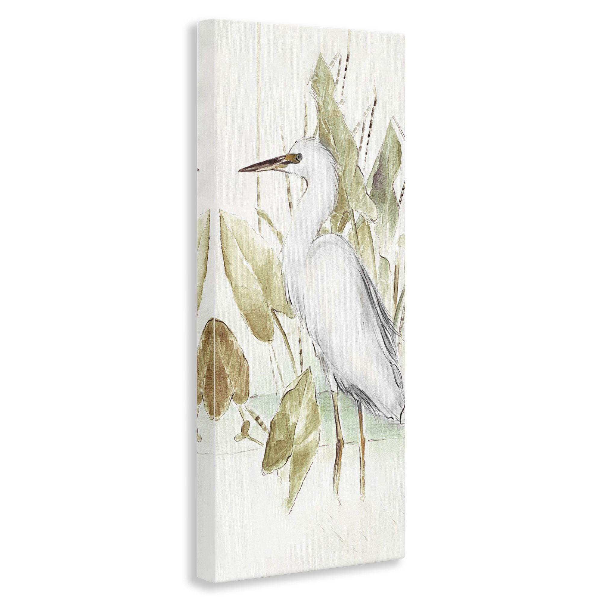 Bay Isle Home™ Egret in Lake Drawing Canvas Wall Art by Lanie Loreth ...