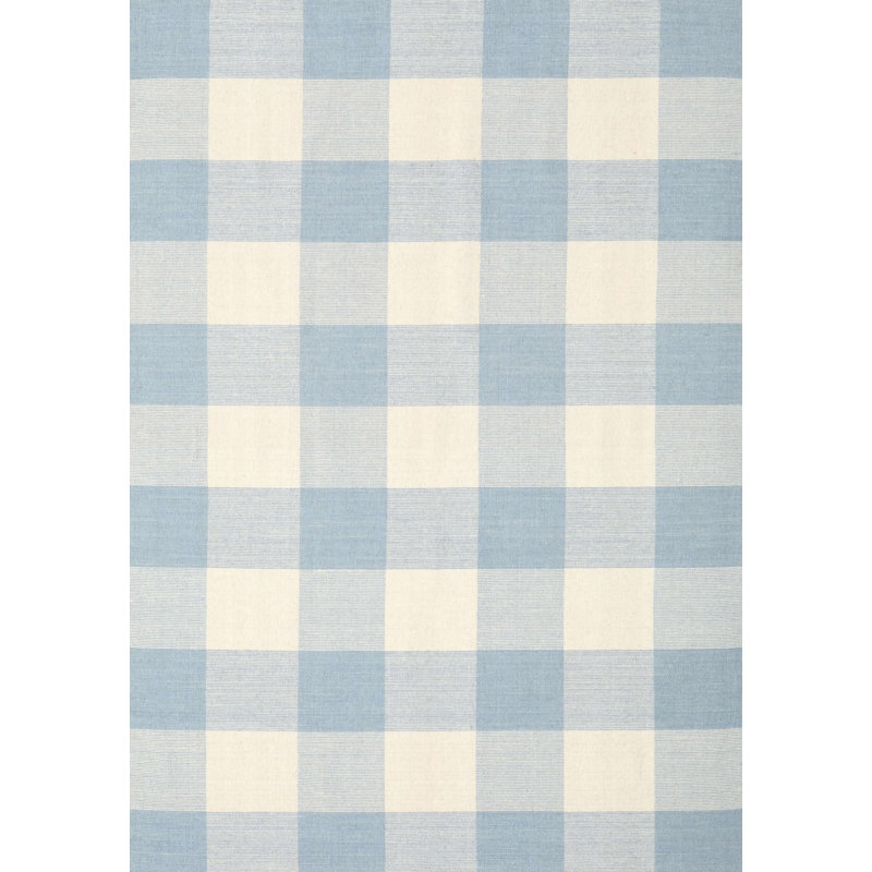 Gracie Oaks Kankakee Gingham Beige/Blue Area Rug | Wayfair