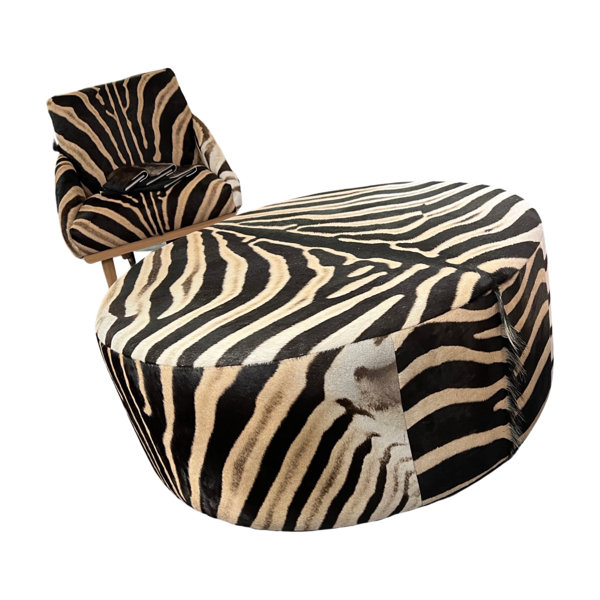 MooMoo Designs XL Round Zebra Ottoman | Wayfair