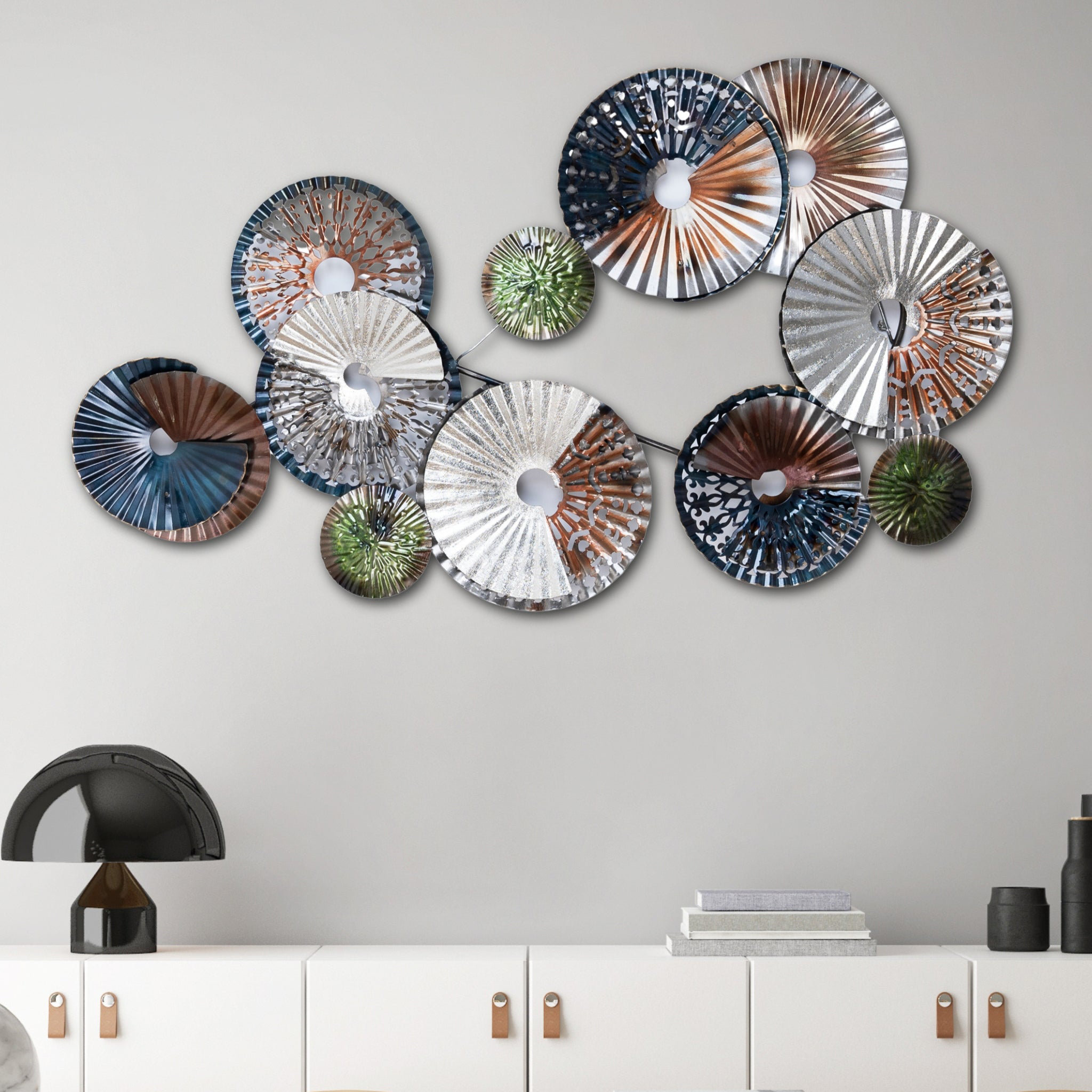 Orren Ellis Metallic Multicolor Circles - Abstract Wall Sculpture | Wayfair