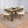 Ebern Designs Modern Rustic Effect Wood Dining Table With 4 Cream ...