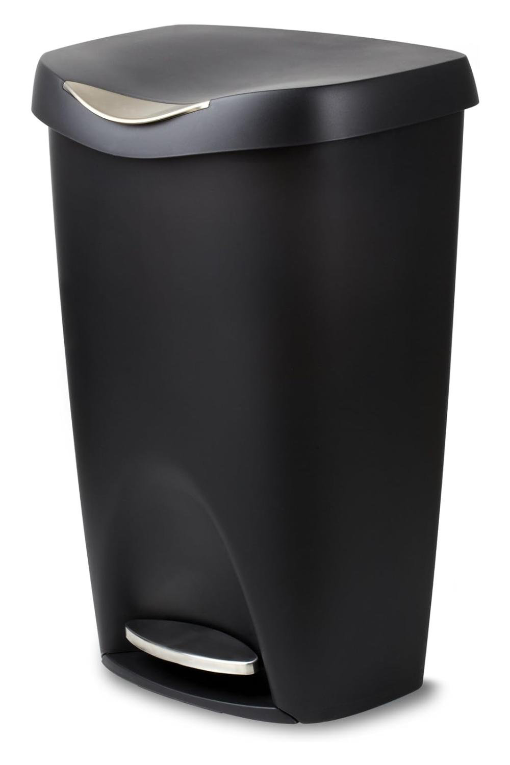 X－MAX FURNITURE Brim Step On Trash Can, Black, 13 Gallon | Wayfair