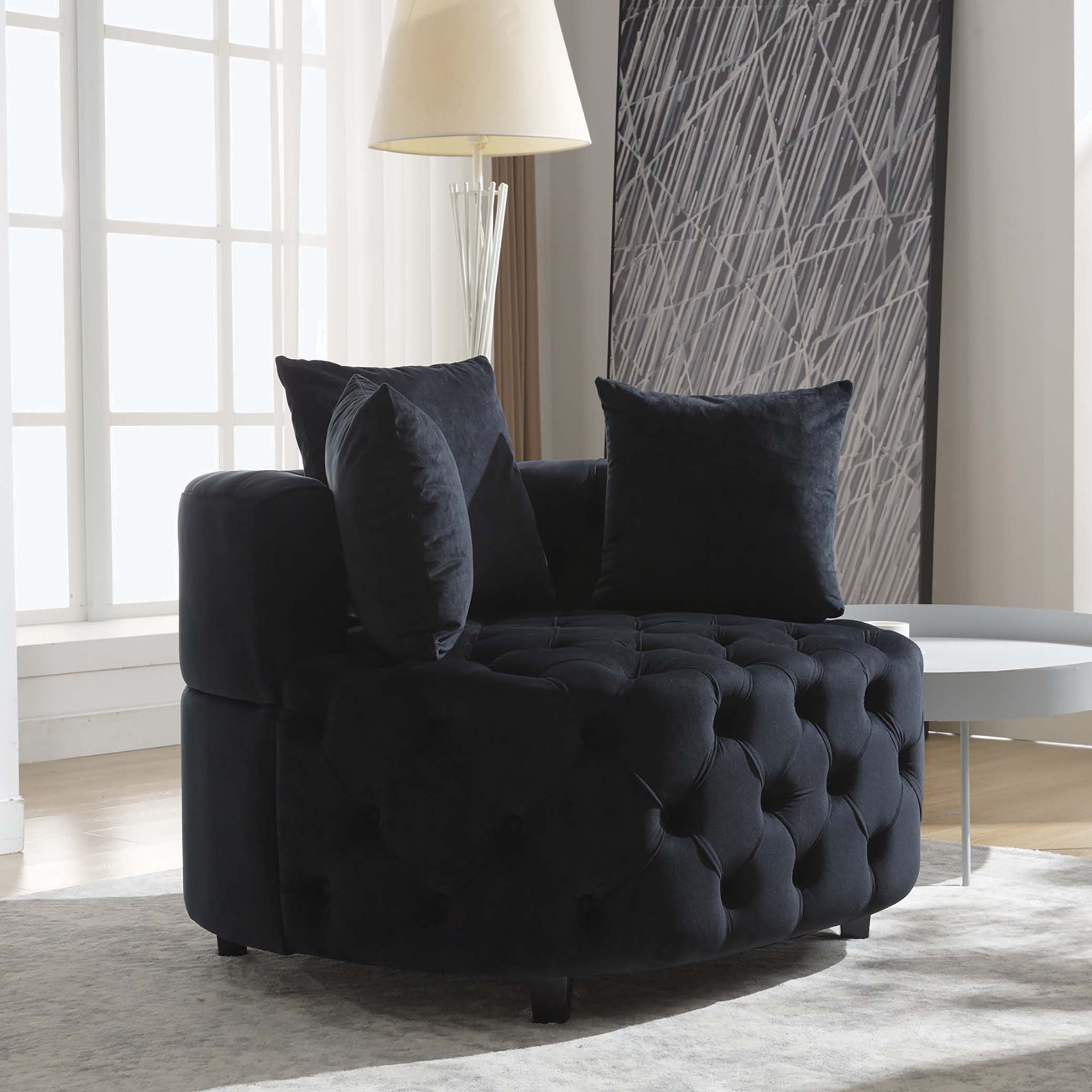 Everly Quinn Accent Chair, Classical Barrel Chair for Living Room ...