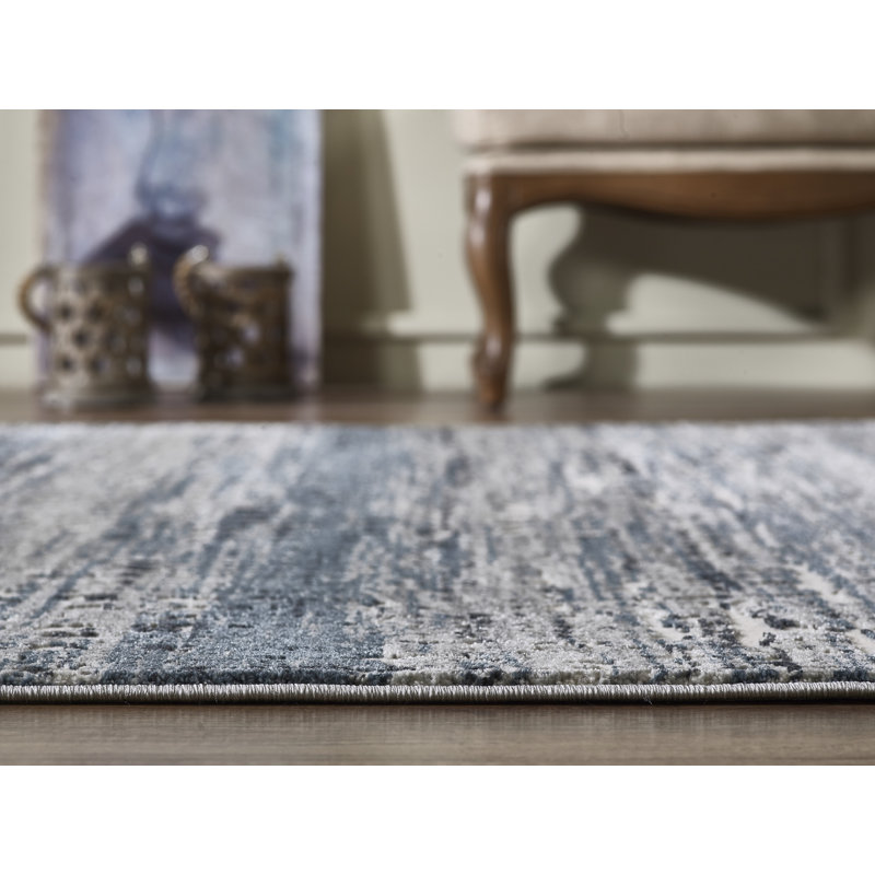 17 Stories Winklevoss Gray/Blue Rug & Reviews | Wayfair