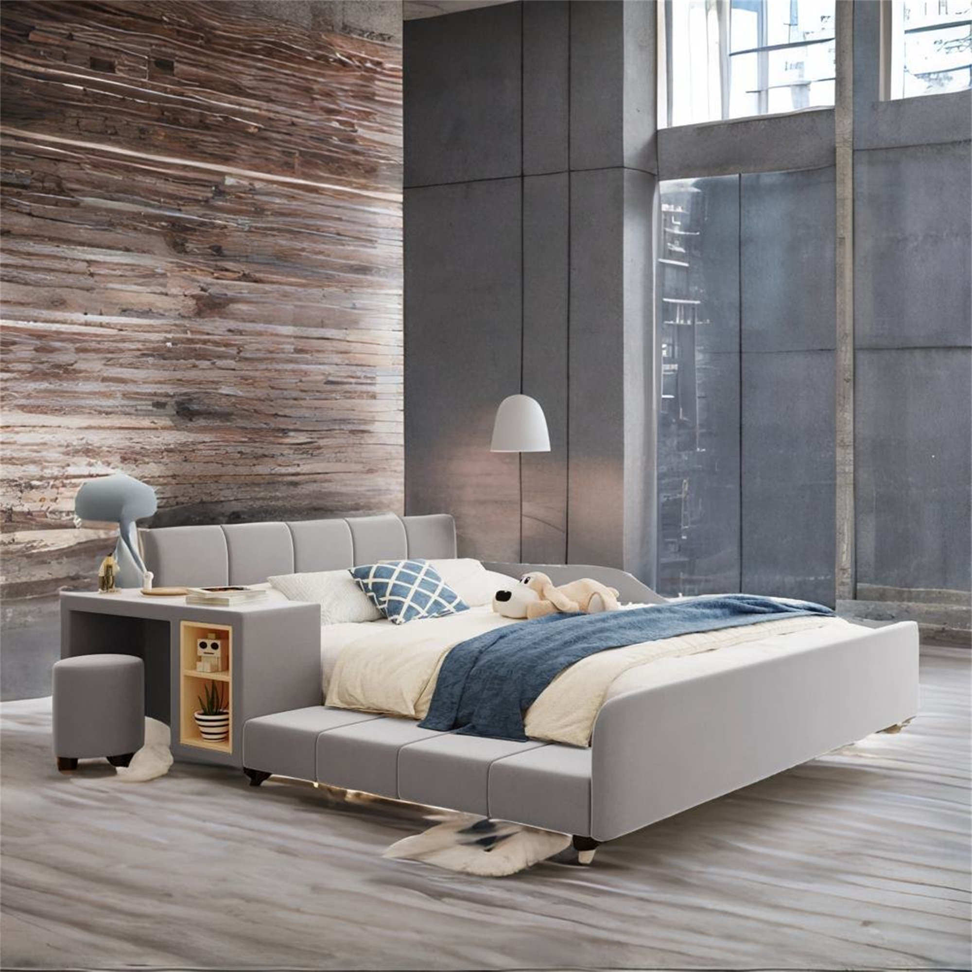 Latitude Run® Lit pour mère et enfant Carolan avec bureau de chevet et ...