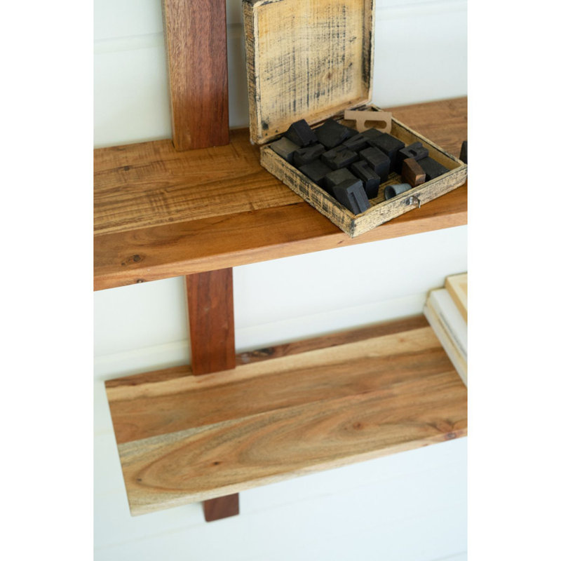 AllModern Vesa Acacia Solid Wood Tiered Shelf with Live Edge | Wayfair