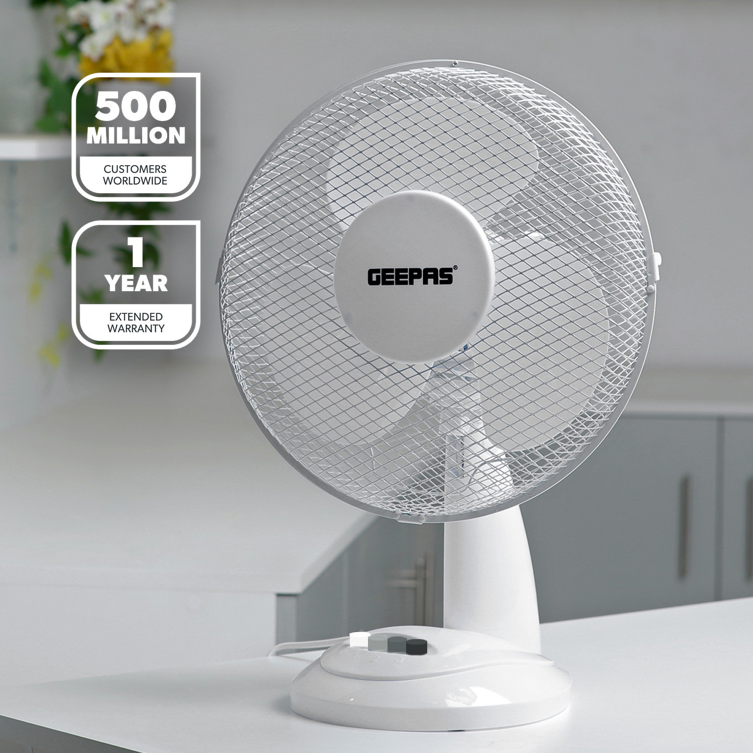 GEEPAS Portable Desk Fan, 12 Inch, 3 Speed, Quiet Operation ...
