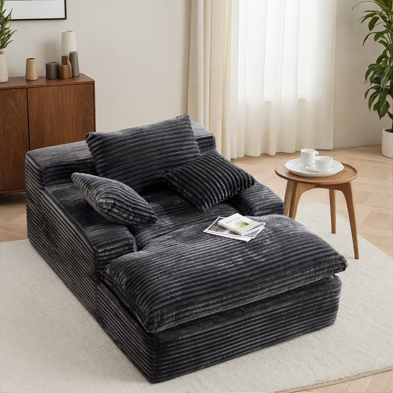 Mercer41 67'' Boneless Chaise Lounge Chair Indoor, Oversized Lounge ...