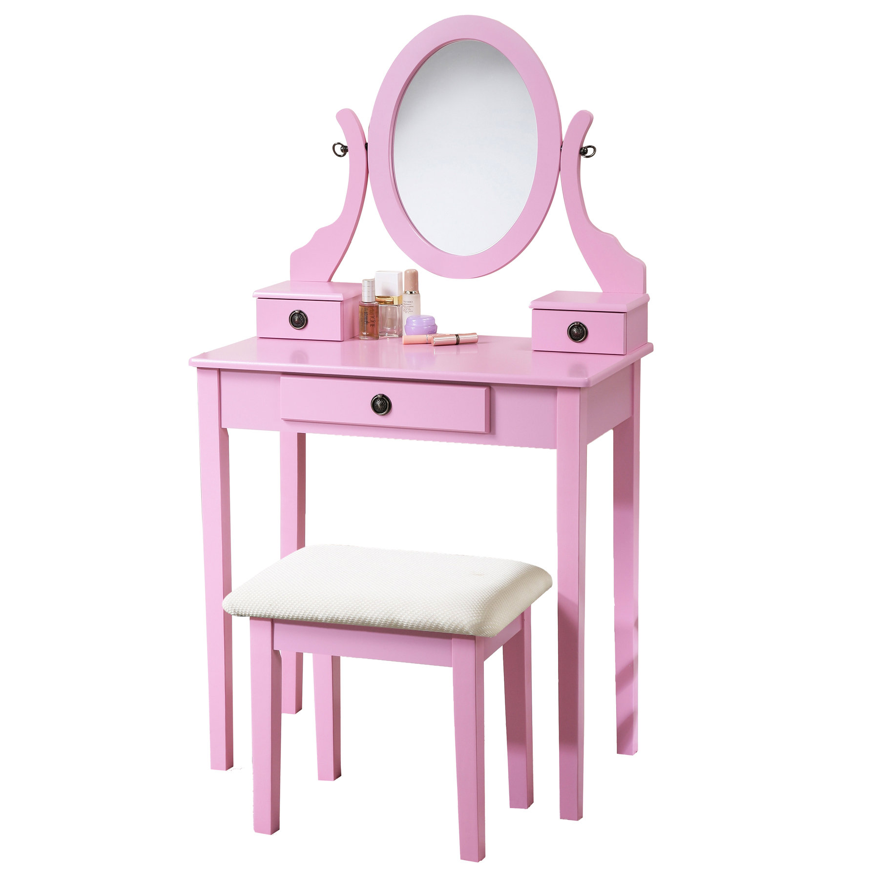 House of Hampton® Purple Wood Vanity Table And Relaxing Stool With 3 ...