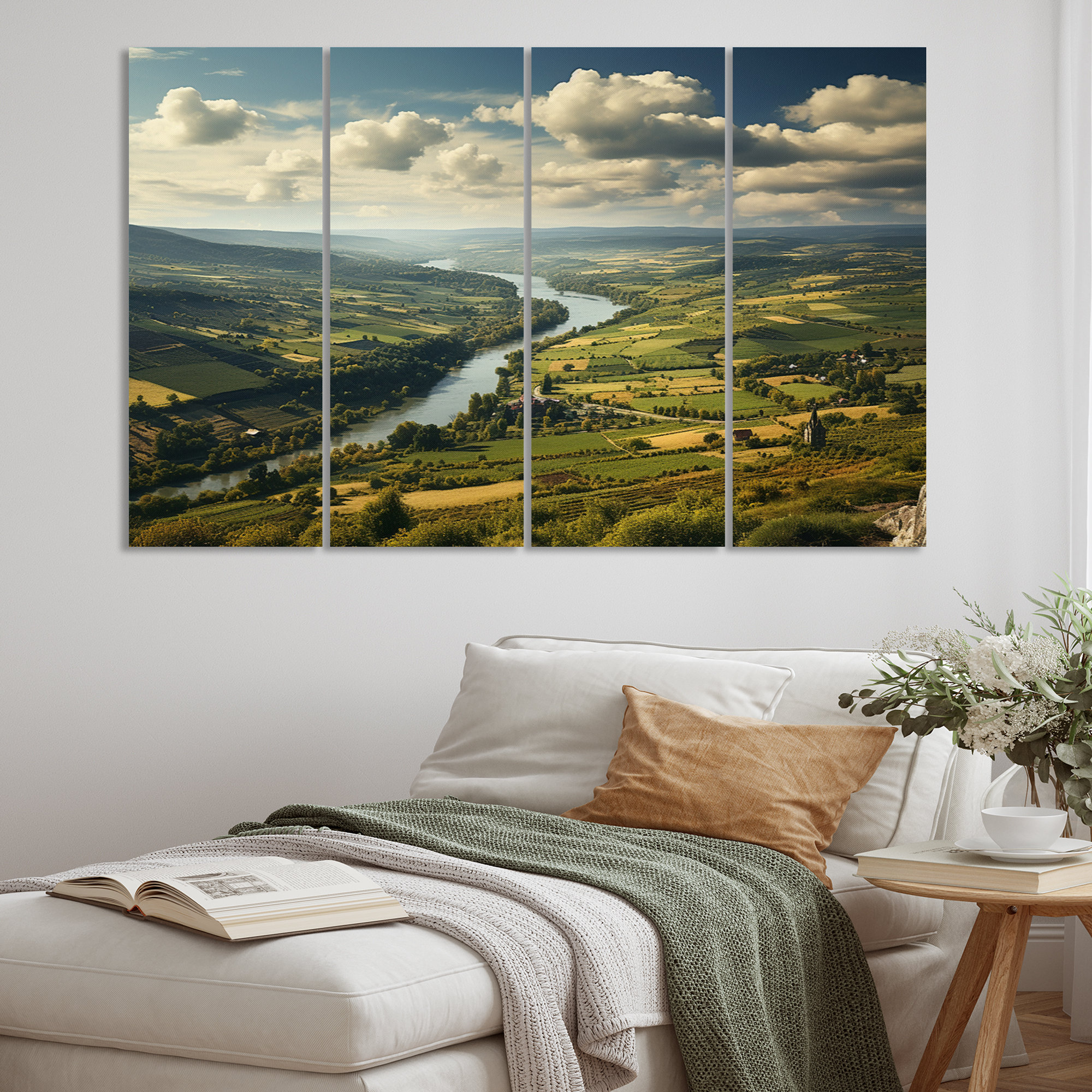 Design Art Germany Countryside River - Landscapes Canvas Wall Art - 4 ...