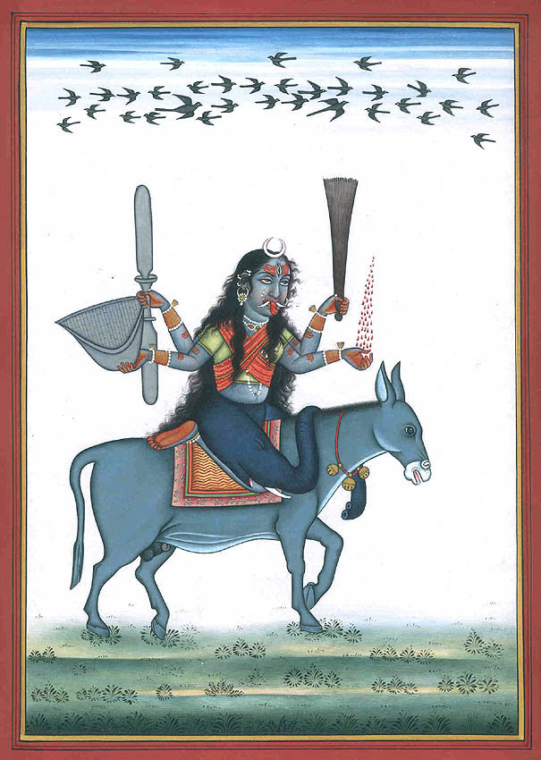 Exotic India Goddess Shitala Mata - Who Cures Chickenpox | Watercolor ...