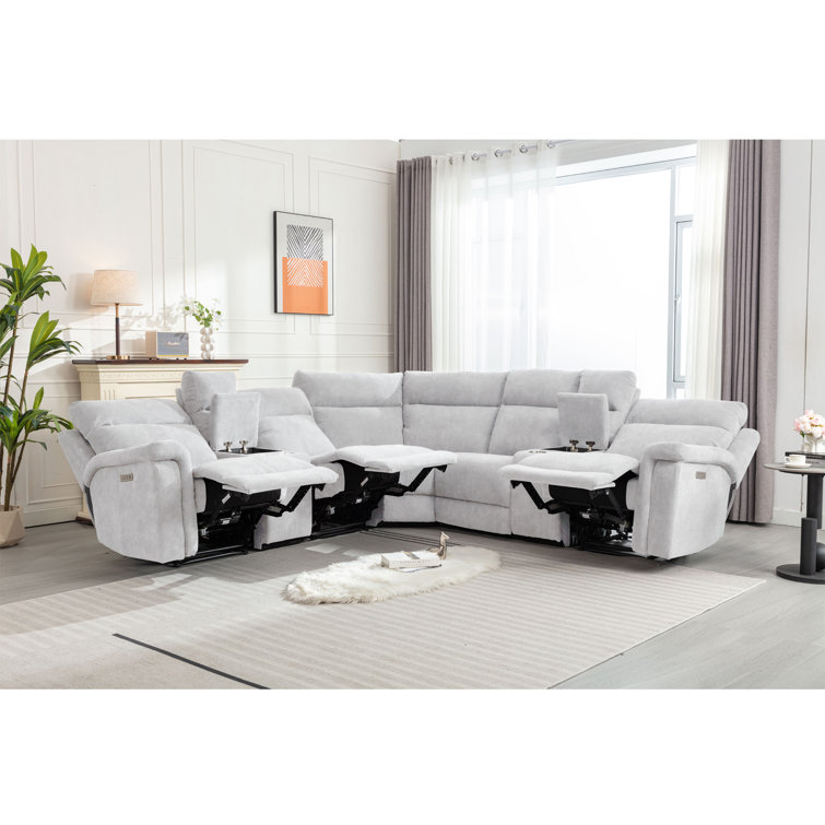 Latitude Run® 7 - Piece Cushion Back Power Reclining Sectional with ...