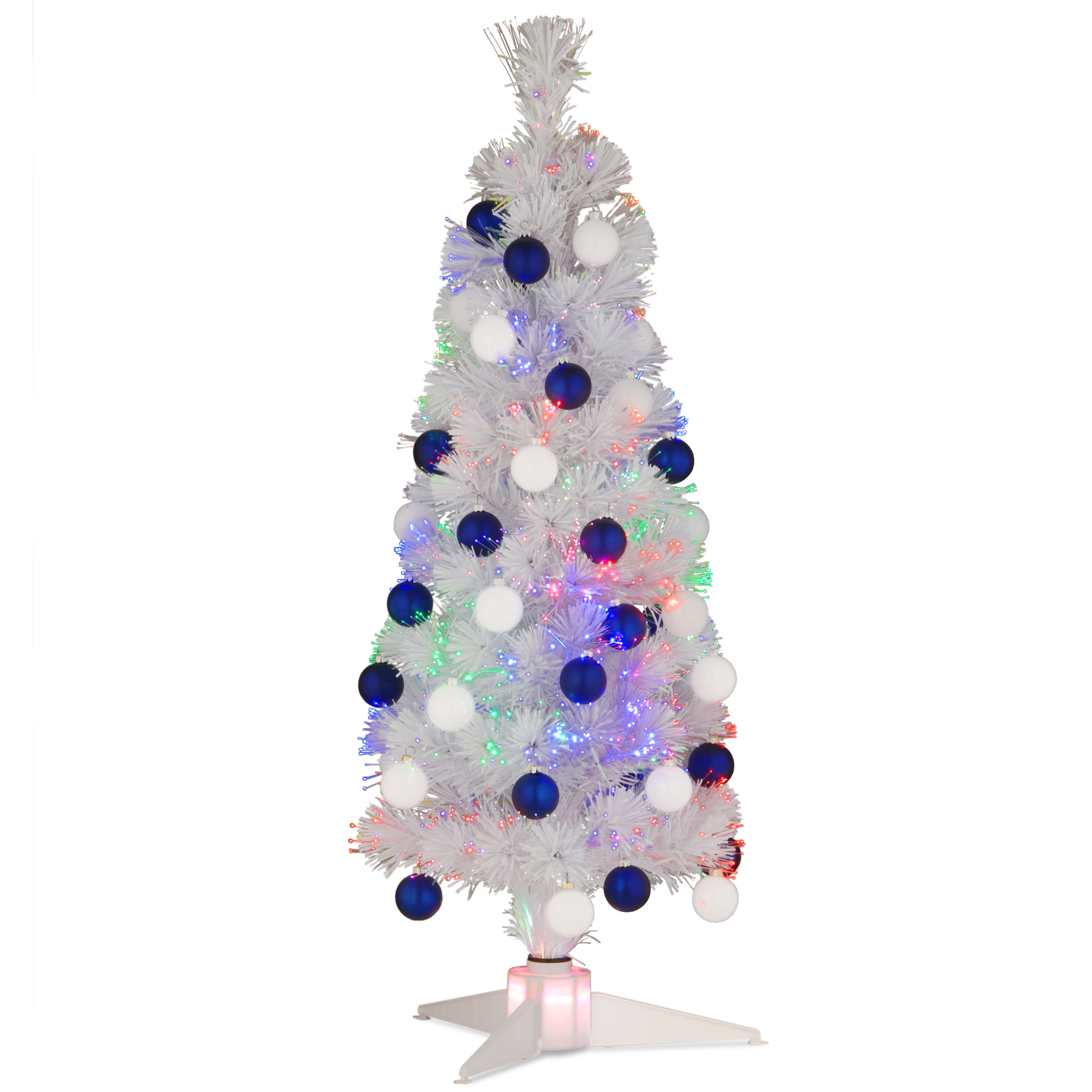 The Holiday Aisle® 36" White Fiber Optic Fireworks Ornament Tree | Wayfair