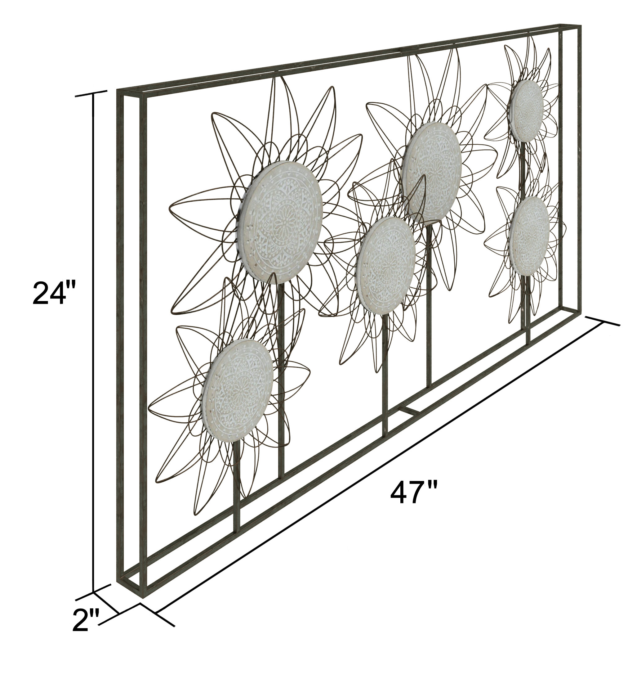 Bungalow Rose Whitney Rectangular Metal Flower Wall Decor & Reviews ...