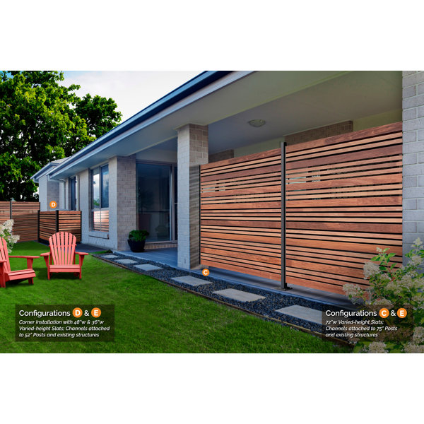 OUTDECO 72” Galvanized Steel Adjustable Horizontal Slat Fence Frame Kit ...