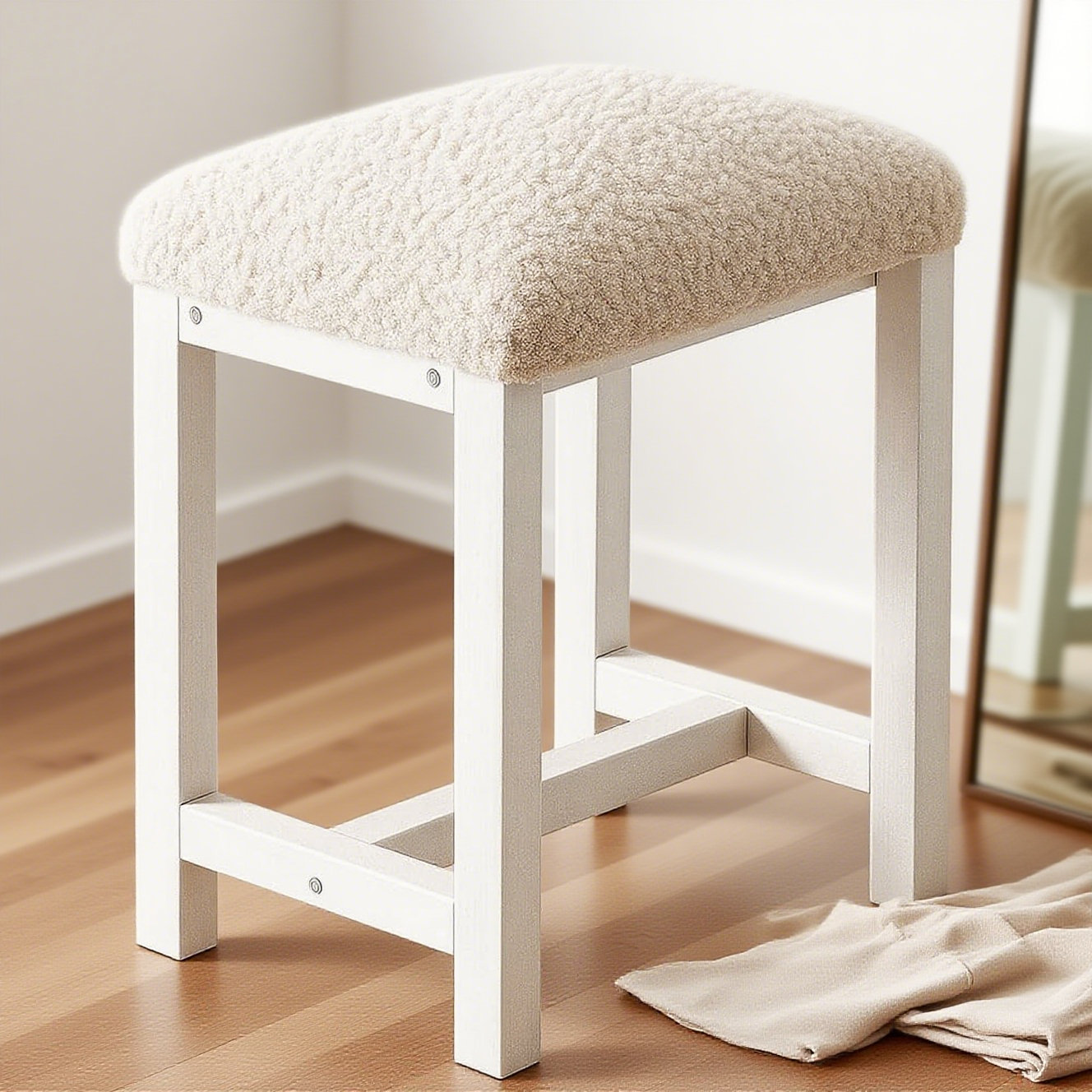 Ebern Designs Small Vanity Stool - 15.7" Height Compact Makeup Chair ...