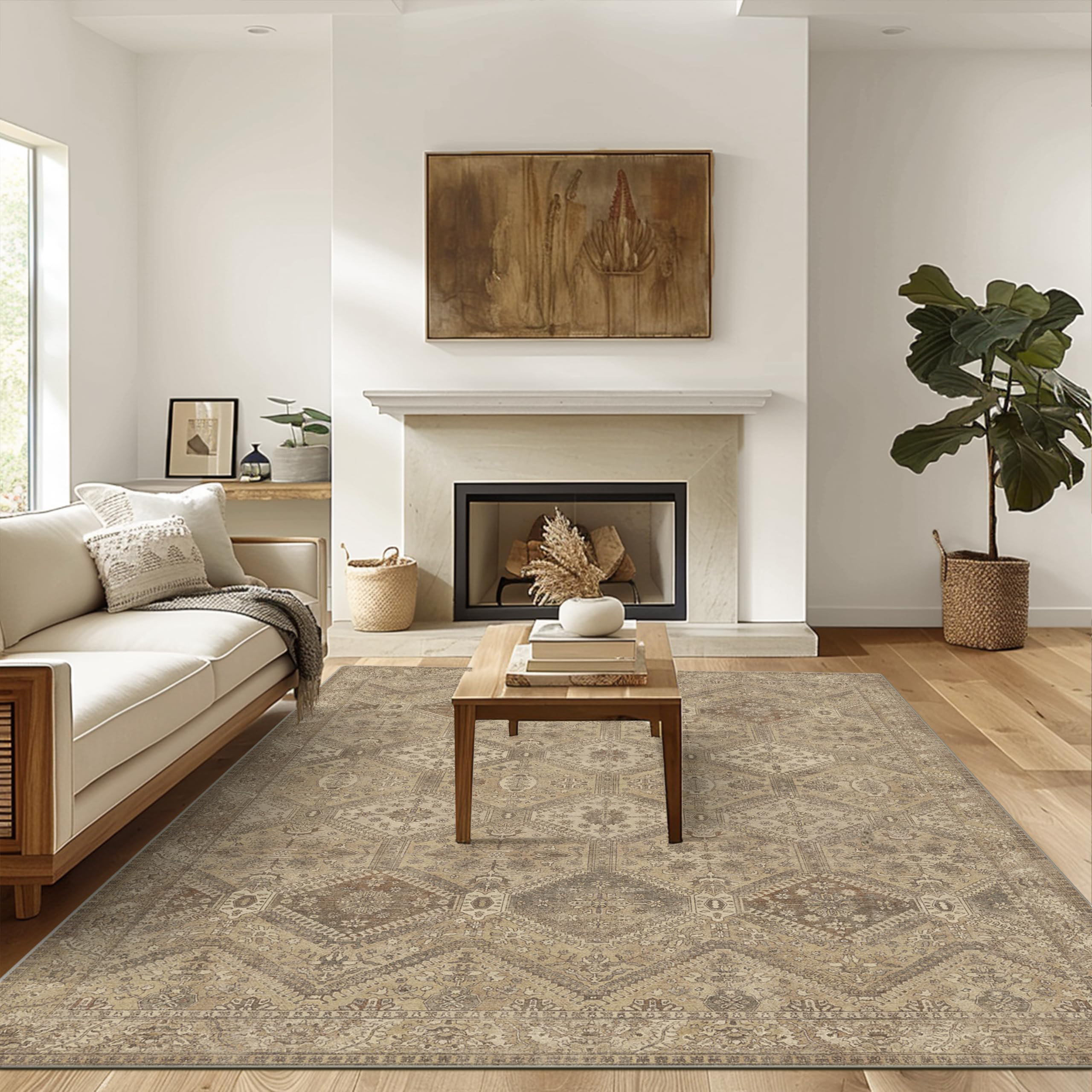 Bungalow Rose 8x10 Area Rug, Machine Washable, Nut Brown Chenille ...