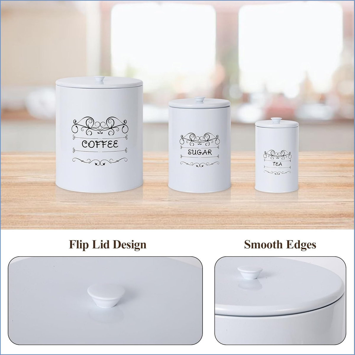 August Grove® Kitchen Canisters Set Of 3, Airtight Vintage Food Storage ...