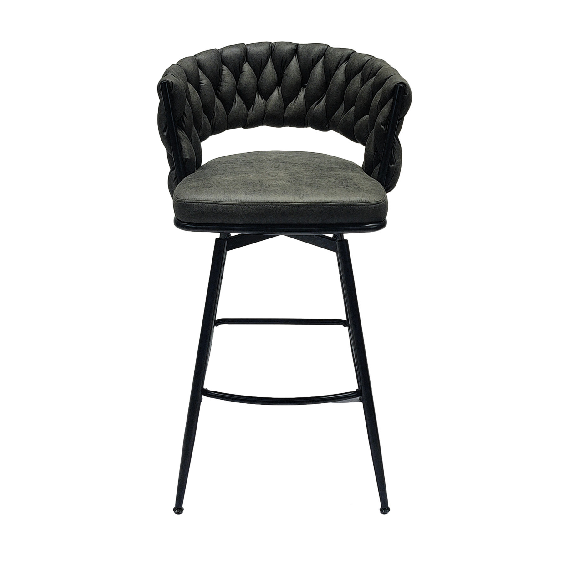 Hokku Designs 28" Woven Bar Stools (2), Tan, 360 Swivel Build ...