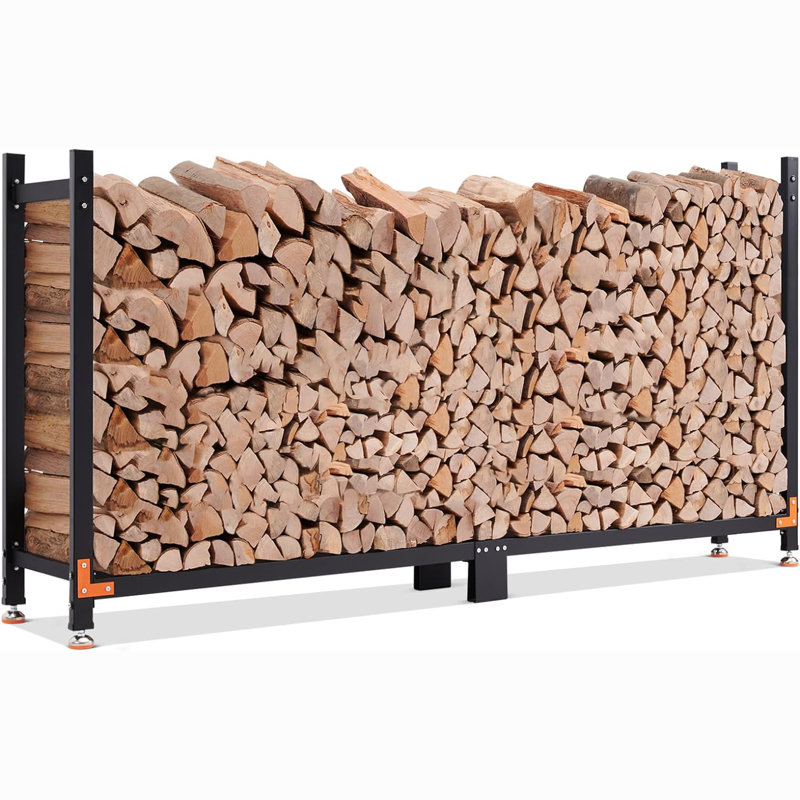 Ebern Designs Josziah 96'' W Enamel Coated Steel Log Rack | Wayfair