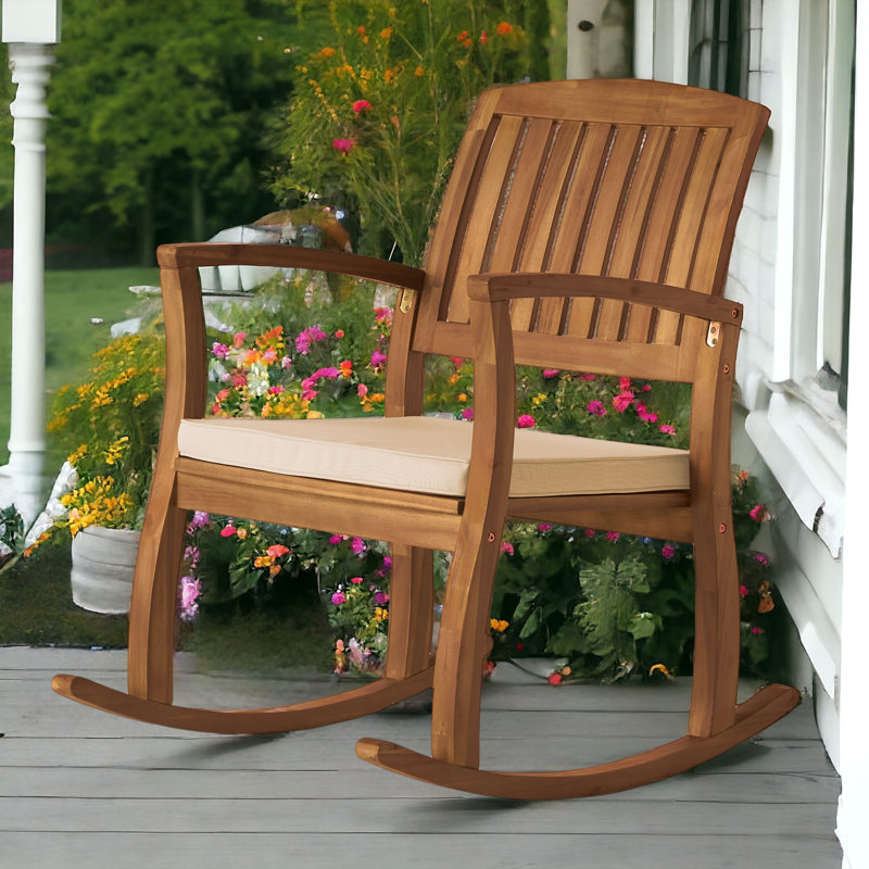 Red Barrel Studio® Zayona Wood Outdoor Rocker Chair | Wayfair
