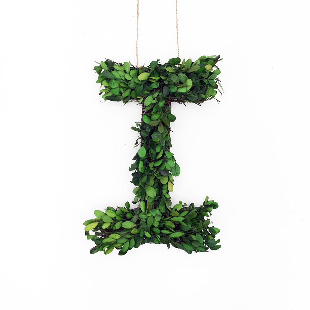 Primrue Adamsville Real Preserved Boxwood Monogram Letter I Tree in ...