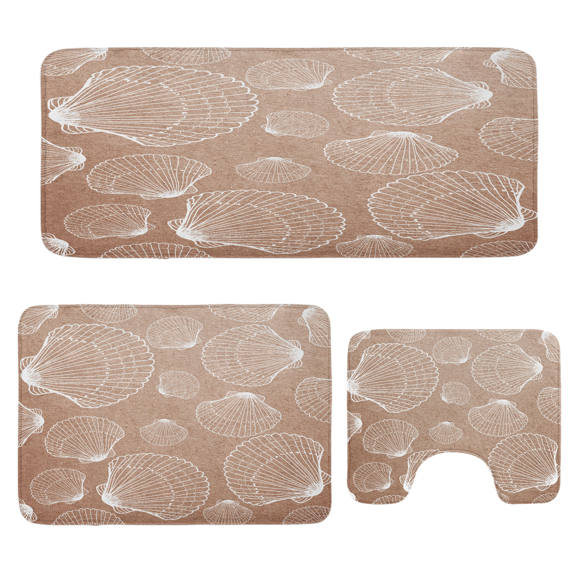 Latitude Run® Seashell Bathroom Rug Set 3 Pieces U-Shape & Rectangle ...
