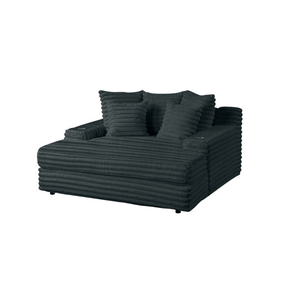 Orren Ellis Big Cozy Chaise With Puffy 2" Stripe Line Design | Wayfair