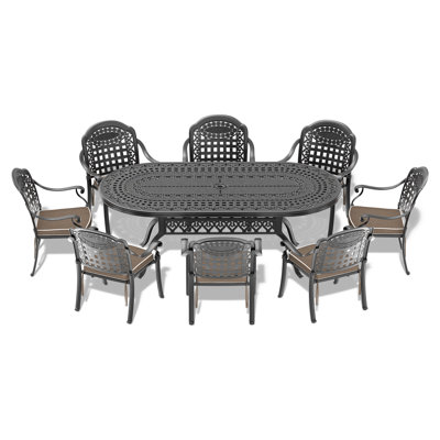 Bloomsbury Market Anely 8 - Person Oval Outdoor Dining Set with ...