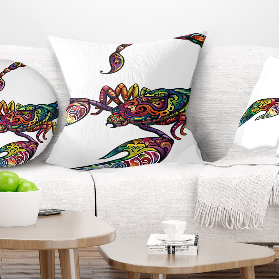 Design Art Cheerful Scorpion - Animal Printed Pillow | Wayfair