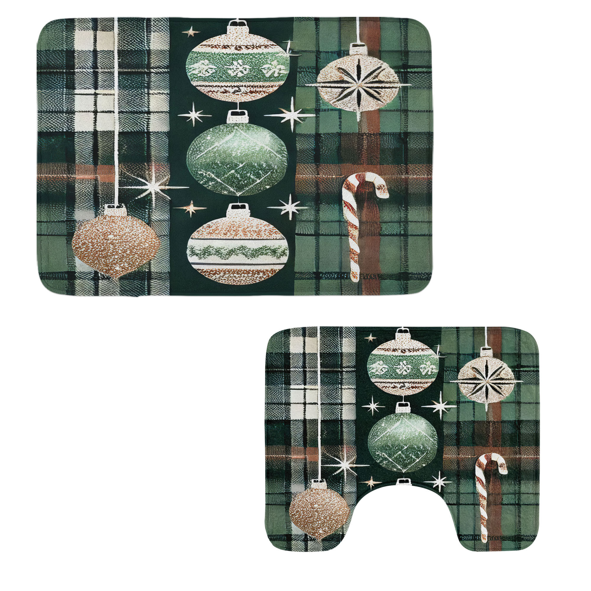 The Holiday Aisle® Christmas Bathroom Rug Set 2 Pieces Rectangle ...