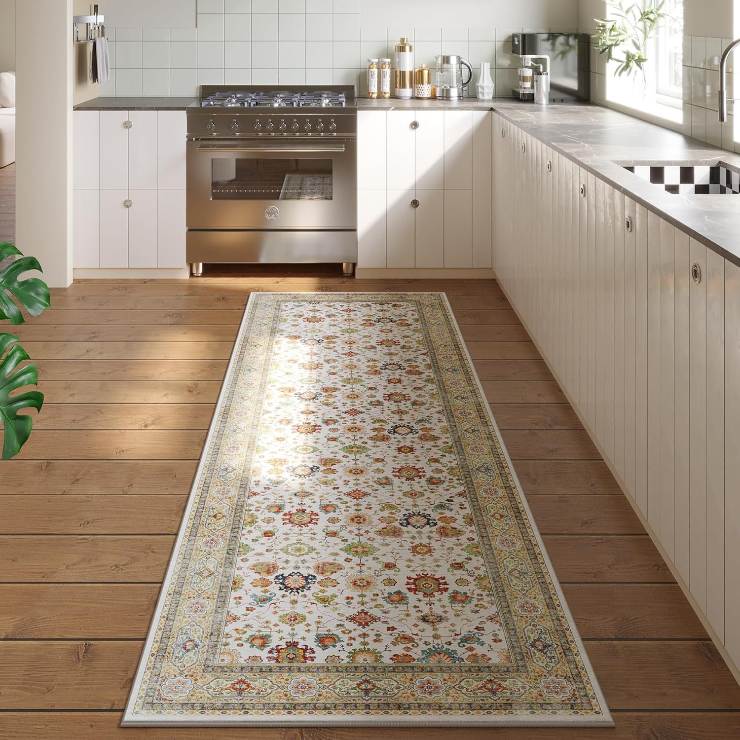 Bungalow Rose Washable Floral Kitchen Runner Rugs | Wayfair